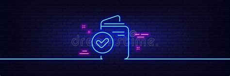 verification document line icon accepted passport sign neon light