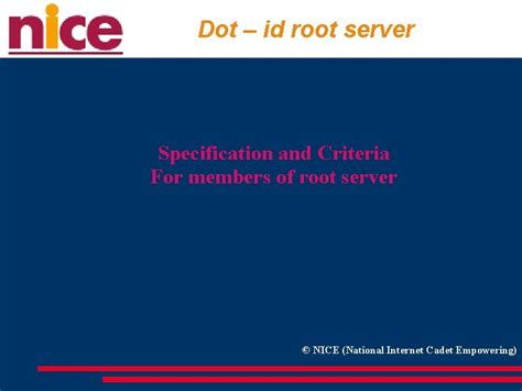 dot id root server specification and criteria for