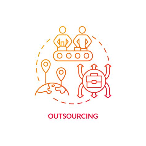 Outsourcing Red Gradient Concept Icon Cheap Workforce Reduce Costs