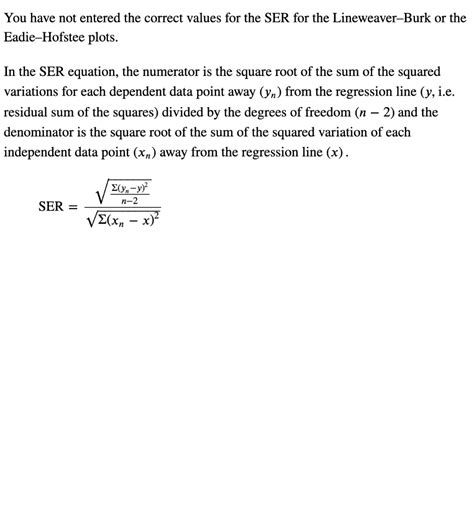 solved calculate the standard error of regression ser for