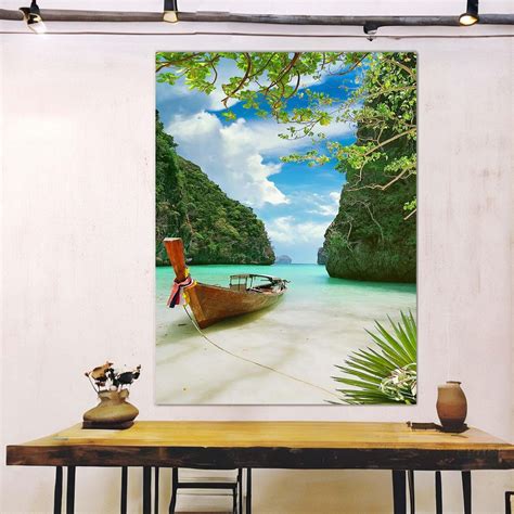 Beach Glass Decor Tropical Glass Art Wall Decor Beach Old Boat Decor