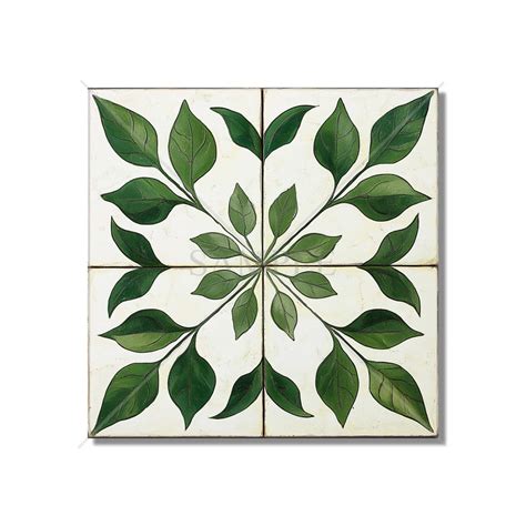 Green Leaves Botanical Ceramic Tile Patterned Kitchen Backsplash Tile