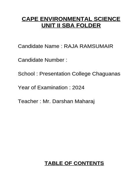 Environmental Science Cape 2024 Ia Pdf