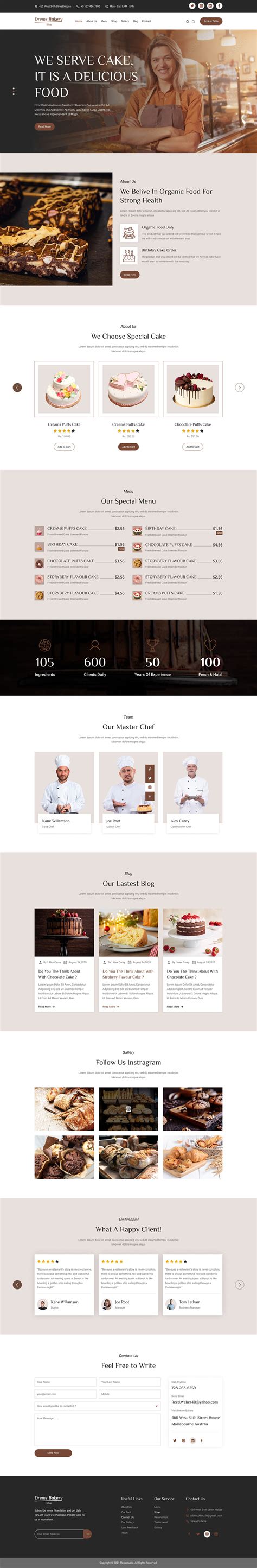 Bakery Landing Page Design On Behance