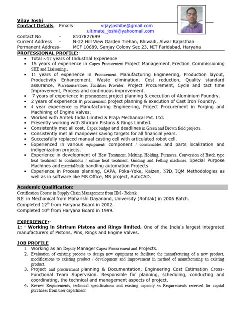 Cv Vijay Pdf Foundry Procurement