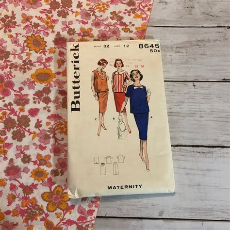 Vintage 50s Butterick Maternity Sewing Pattern 8645 Size 12 Etsy