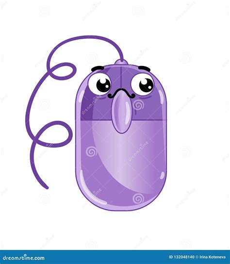 Funny Computer Mouse With Cable Cartoon Character Stock Illustration Illustration Of Emotion