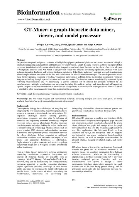 Pdf Gt Miner A Graph Theoretic Data Miner Viewer And Model Processor