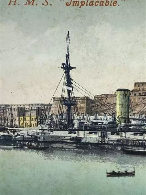 Ww1 Royal Navy Hms Implacable “cleared For Action” Postcard In Ephemera