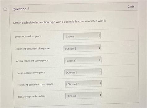 Solved Question 2 Match Each Plate Interaction Type With