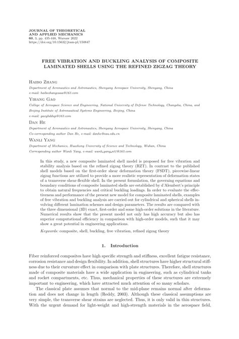 Pdf Free Vibration And Buckling Analysis Of Composite Laminated