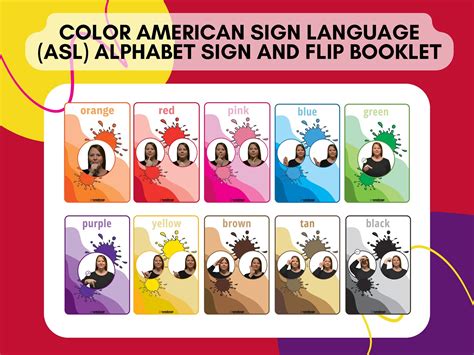 American Sign Language Asl Colors Chart And Posters Signing