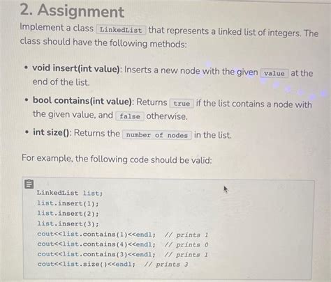 Solved 2 Assignment Implement A Class That Represents A