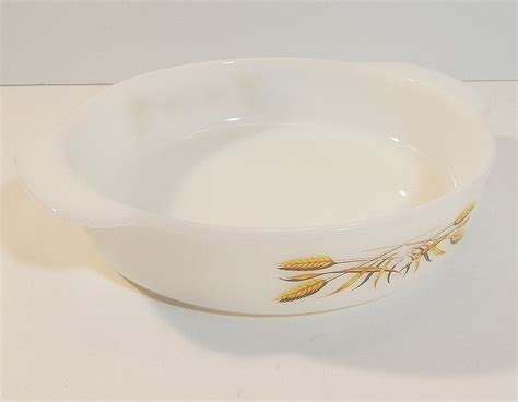 Vintage Anchor Hocking Wheat Pattern White In Casserole Etsy