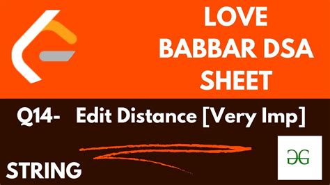 edit distance [very imp] love babbar dsa sheet geek for geeks complete explanation with