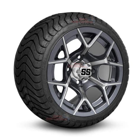 12 Rally Gunmetal Machined Wheels And 21535 12 Dot Golf Cart Tires