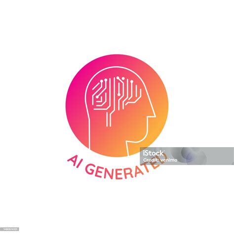 Vektorlinie Einfaches Abzeichen Und Stempel Künstliche Intelligenz Generiert Kisymbol Und Emblem