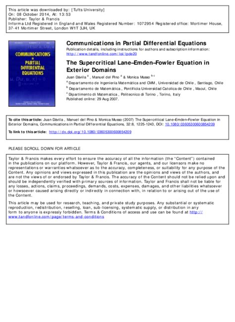 Pdf The Supercritical Laneemdenfowler Equation In Exterior Domains