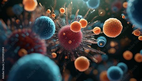 3d Render Representation Of Microorganisms Background Stock