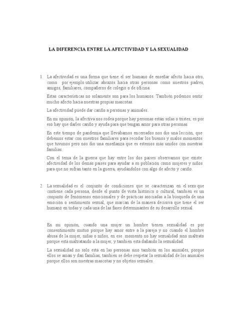 La Diferencia Entre La Afectividad Y La Sexualidad Pdf