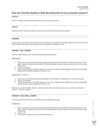 HostID Or Disk Serial Number PDF