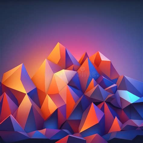 Generative Ai Illustration Of Colorful Vibrant Polygonal Stye Abstract Background Stock