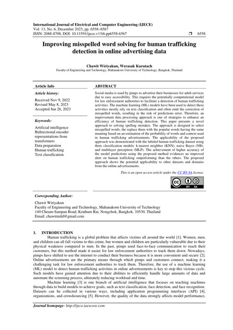 Pdf Improving Misspelled Word Solving For Human Trafficking Detection In Online Advertising Data