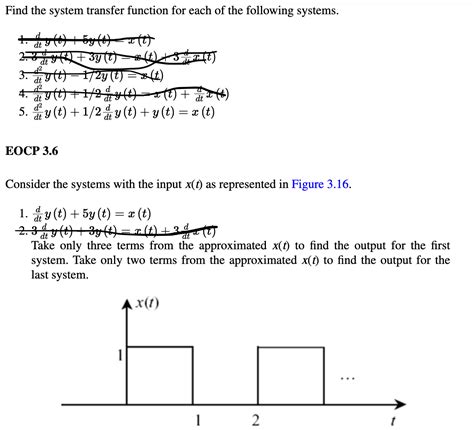 Solved Find The System Transfer Function For Each Of ﻿the