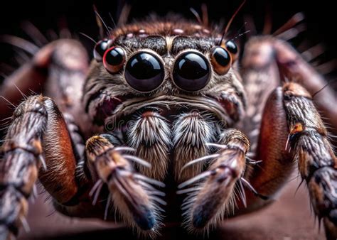 Close Up Of Black Spider Concept Of Spider Hairy Leg Poisonous And