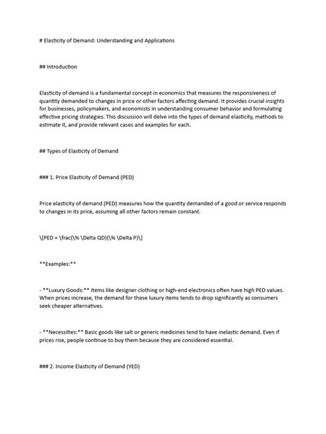 elasticity of demand pdf demand price elasticity of demand