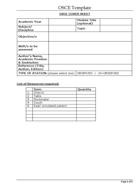 Osce Template Pdf