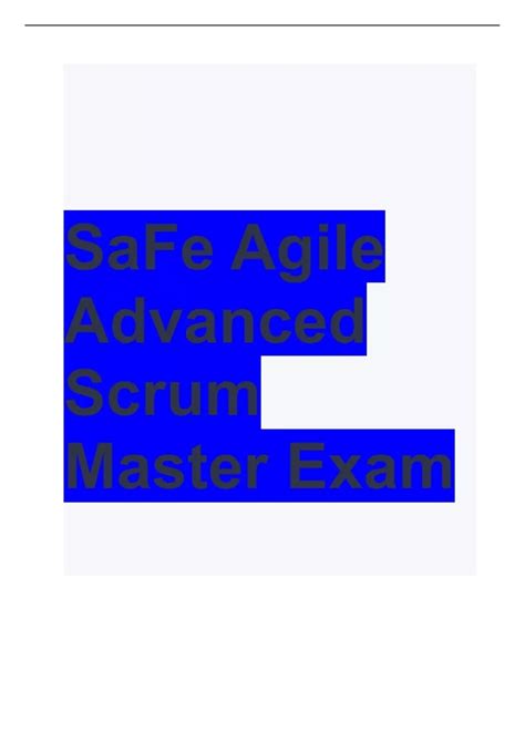 Safe Agile Advanced Scrum Master Exam Questions And Answers Already