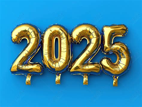 파란색 황금 풍선 호일 풍선 메리 크리스마스 3d 렌더링 배경에 2025 텍스트 효과 3d 숫자 Png 일러스트 무료 다운로드 Lovepik