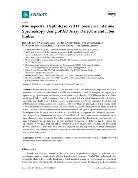 Pdf Multispectral Depth Resolved Fluorescence Lifetime Spectroscopy