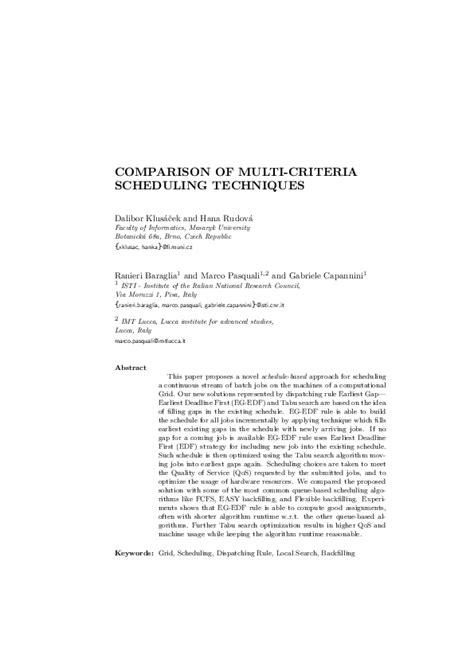 Pdf Comparison Of Multi Criteria Scheduling Techniques