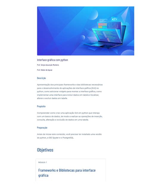 Interface Gráfica Com Python Pdf Python Linguagem De Programação