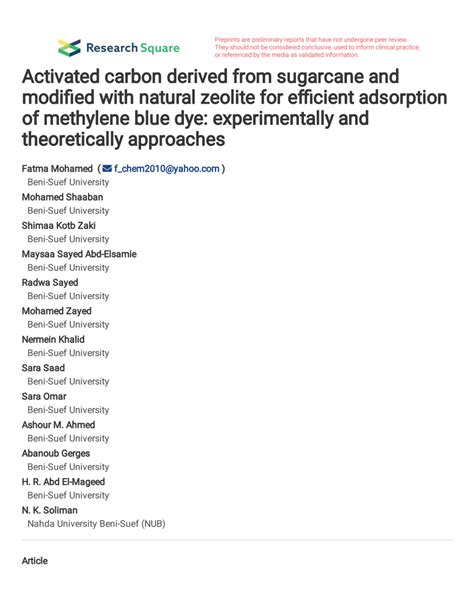 Pdf Activated Carbon Derived From Sugarcane And Modified With Natural Zeolite For Efficient
