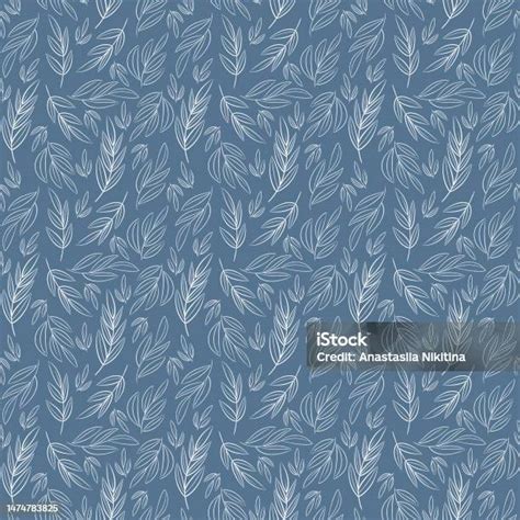 파란색 배경에 선 형태의 식물 요소가 있는 벡터 패턴입니다 0명에 대한 스톡 벡터 아트 및 기타 이미지 0명 꽃 식물 꽃무늬 Istock