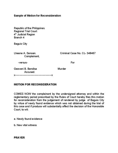 Motion For Reconsideration Philippines Sample At Janna Altieri Blog