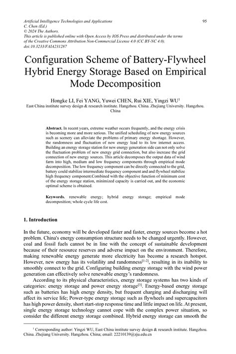 Pdf Configuration Scheme Of Battery Flywheel Hybrid Energy Storage Based On Empirical Mode