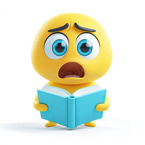 Cartoon Emoji Character With Big Eyes Looks Surprised While Reading