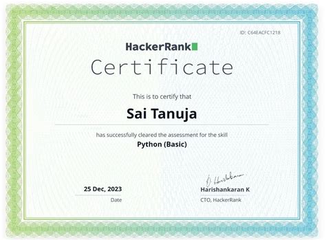 Sai Tanuja On Linkedin Hackerrank Hackerrankcertified Python