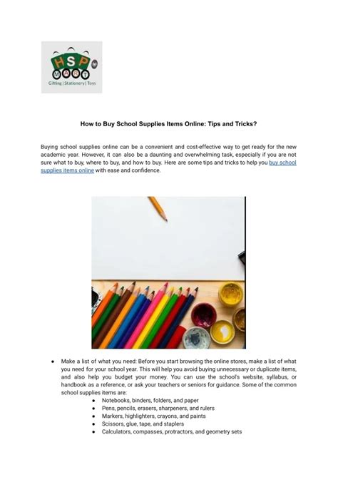 Ppt How To Buy School Supplies Items Online Tips And Tricks