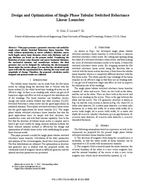 Design And Optimization Of Single Phase Tubular Switched Reluctance Pdf Electric Motor