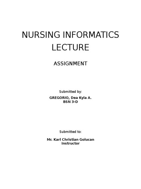 Nursing Informatics Assignment Pdf Videotelephony Educational