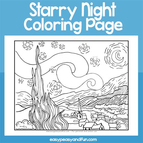 Starry Night Free Printable Coloring Page