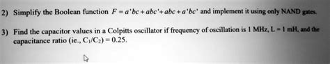 Solved 2 Simplify The Boolean Function F Abc Abc Abc Abc