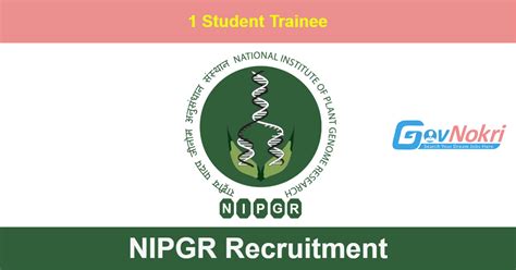 Nipgr Hiring Notification 2022 For 1 Post Of Student Trainee