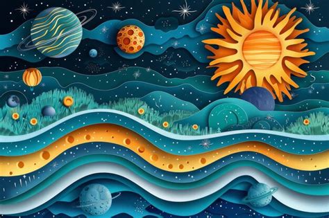 Colorful Solar System Illustration With Planets And Stars Premium Ai Generated Image