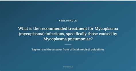 What Is The Recommended Treatment For Mycoplasma Mycoplasma